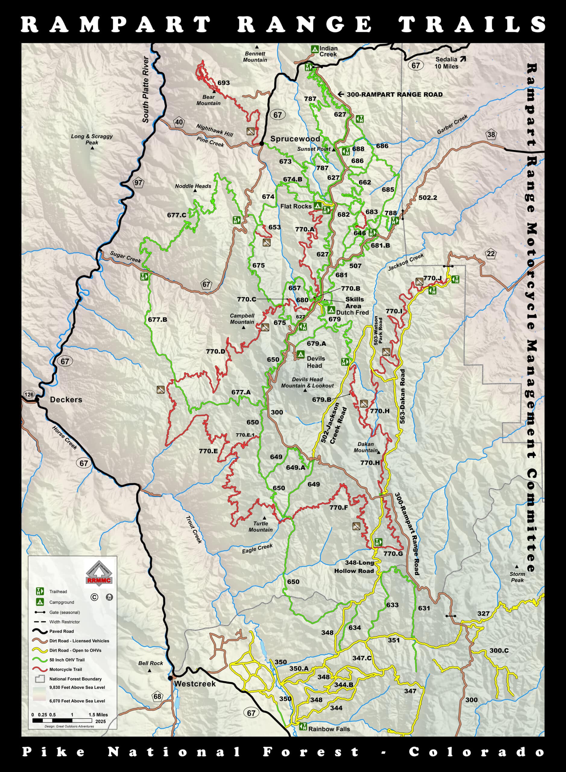 Rampart Range Trails Folded Map - Great Outdoors Adventures | On & Off ...