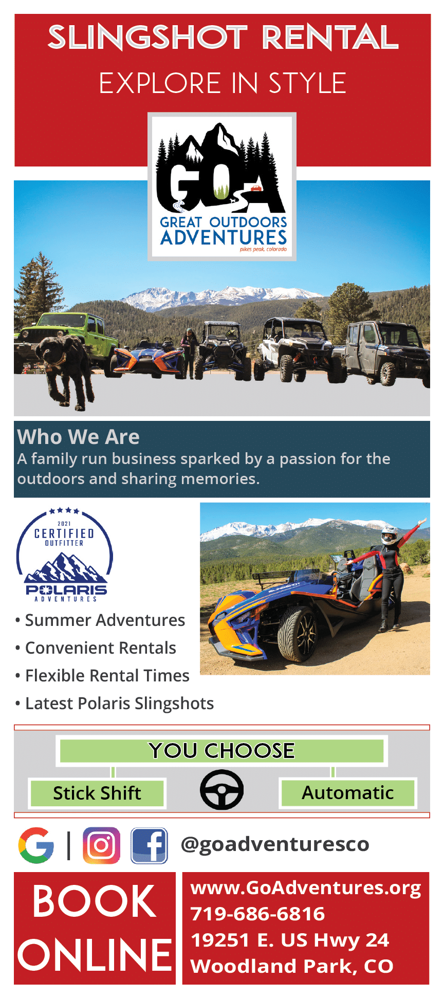 Rack Cards - Great Outdoors Adventures | On & Off Road Tours and Adventures